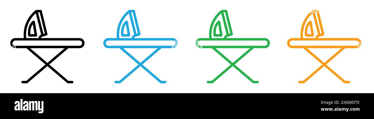 Ironing board icon logo sign vector outline in black and white color ...