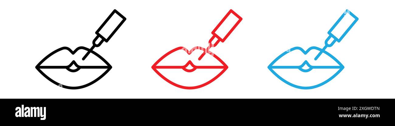 Hyaluronic acid lips injection icon logo sign vector outline in black ...