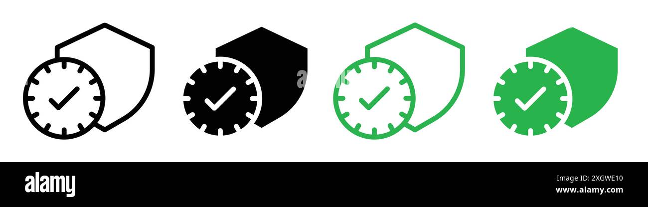 Long term protection icon logo sign vector outline in black and white ...