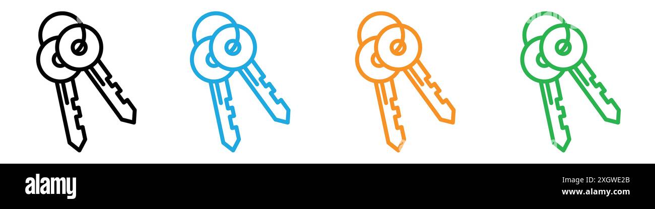 Keys icon logo sign vector outline in black and white color Stock ...