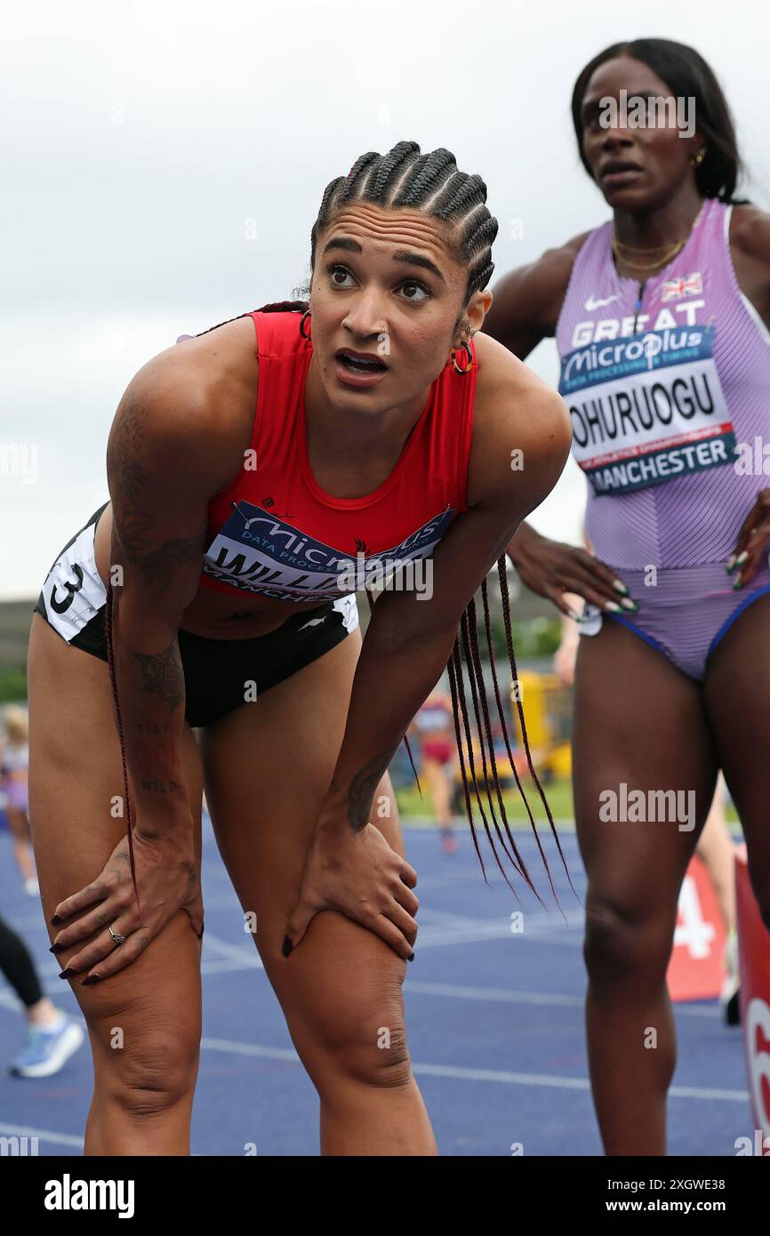 Jodie WILLIAMS of Herts Phoenix AC watching the replay of the race after finishing 5th in the ...