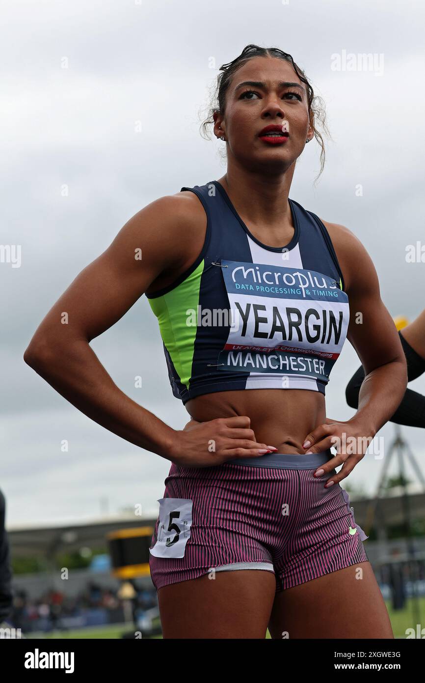 Nicole YEARGIN of Pitreavie AAC watching the replay of the race after ...