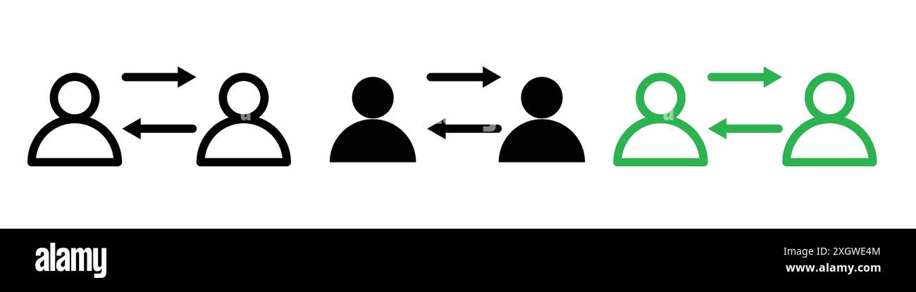 Interpersonal relationship icon logo sign vector outline in black and ...