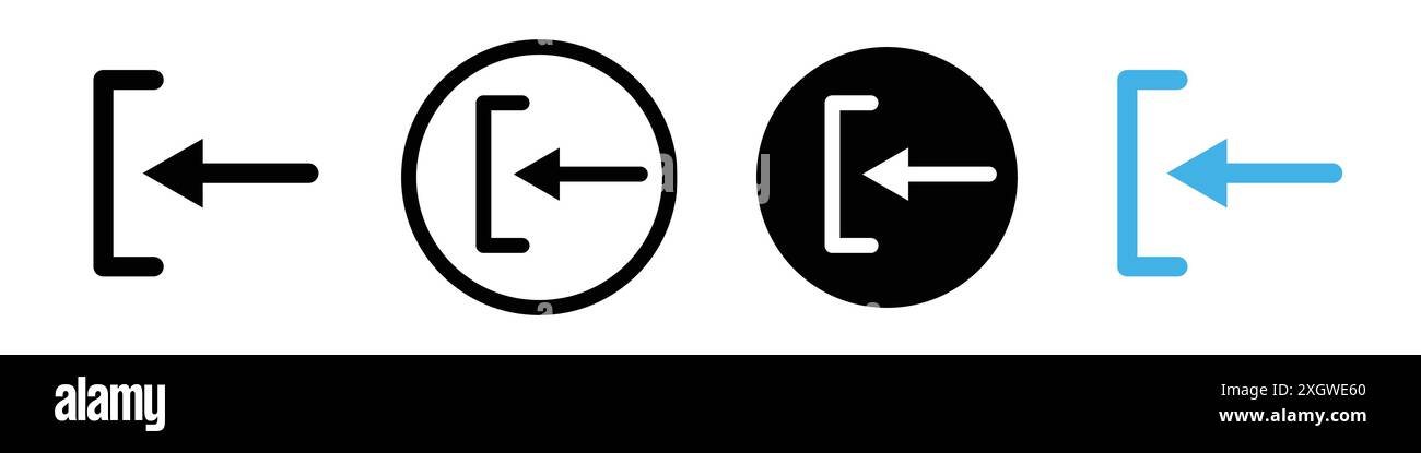 Left Arrow logo sign vector outline in black and white color Stock ...