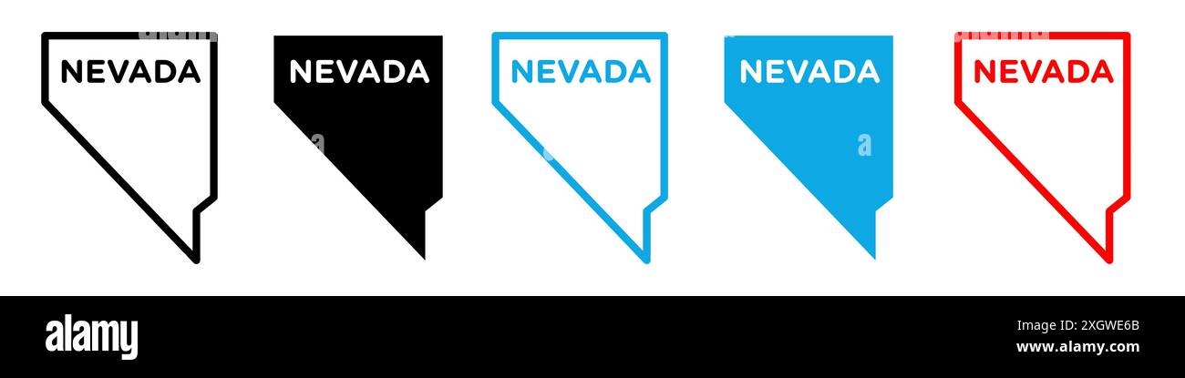 Nevada map icon logo sign vector outline in black and white color Stock ...