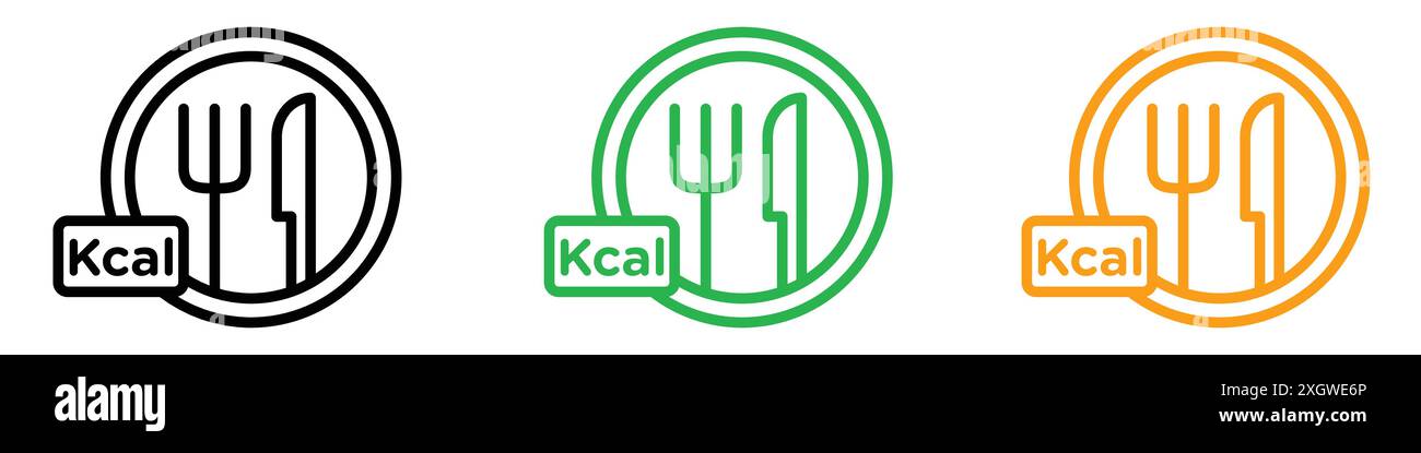 Kcal icon logo sign vector outline in black and white color Stock ...