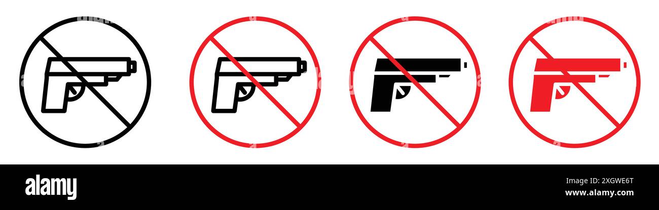 No gun icon logo sign vector outline in black and white color Stock ...