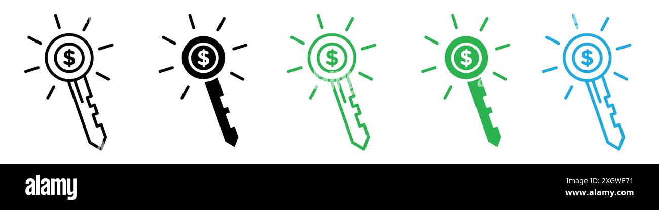 Key to success icon logo sign vector outline in black and white color ...