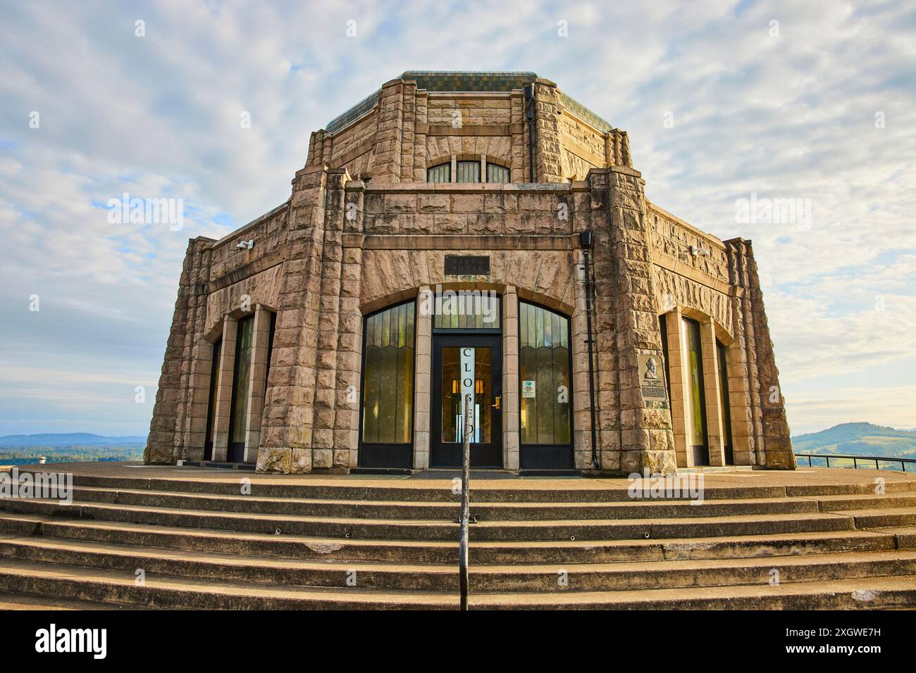 Vista House at Crown Point Historic Stone Structure Low Perspective ...