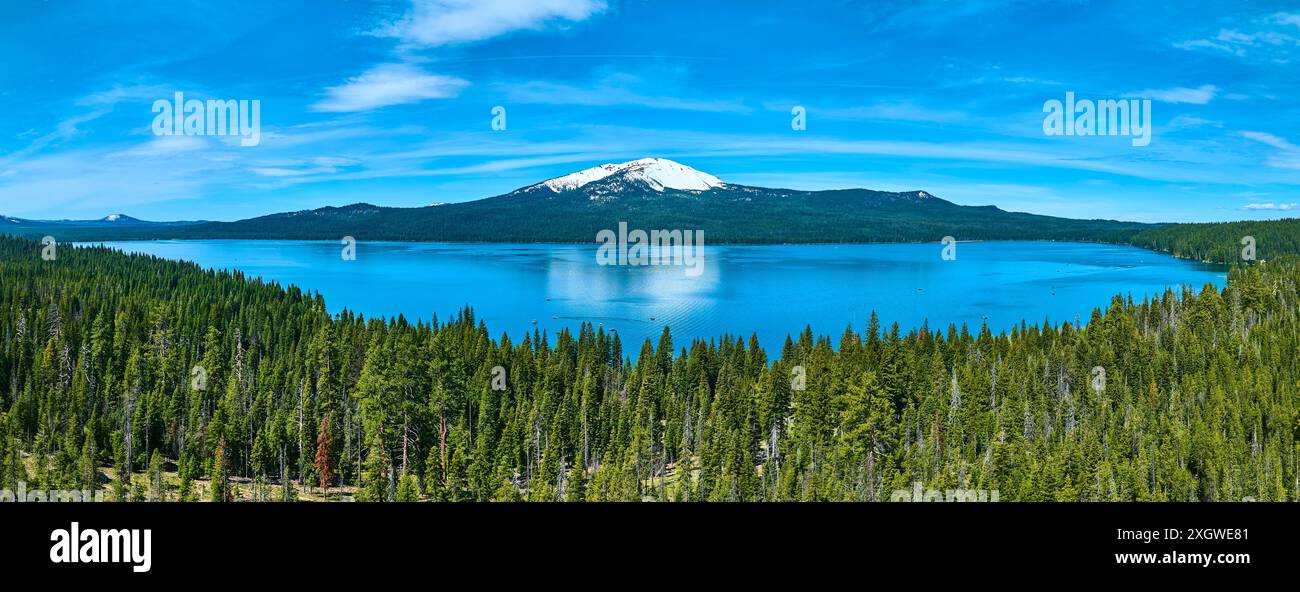 Aerial View of Mount Bailey Snow-Capped Peak and Diamond Lake Stock ...