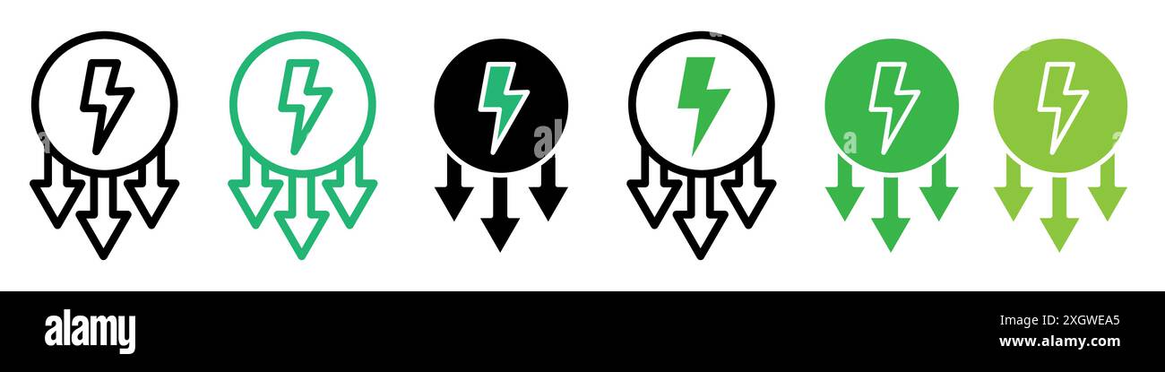 Low electricity consumption icon logo sign vector outline in black and ...