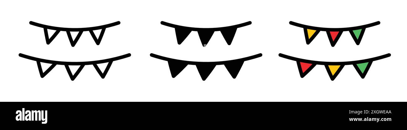 Party flag icon logo sign vector outline in black and white color Stock ...