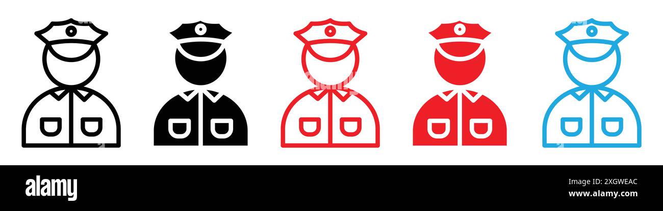 Policeman icon logo sign vector outline in black and white color Stock ...