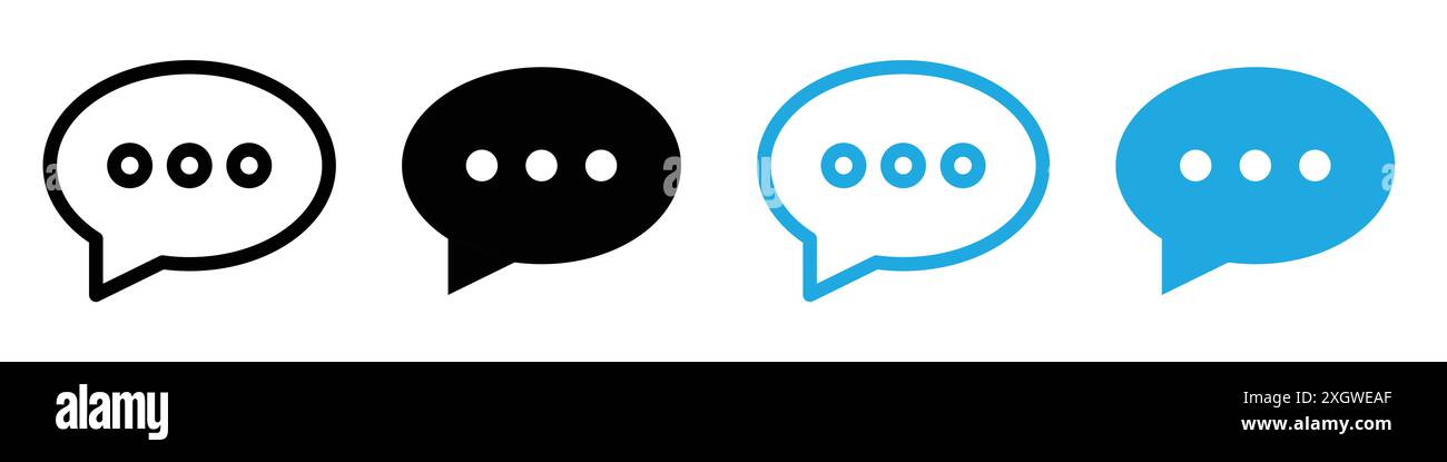 Message icon logo sign vector outline in black and white color Stock ...