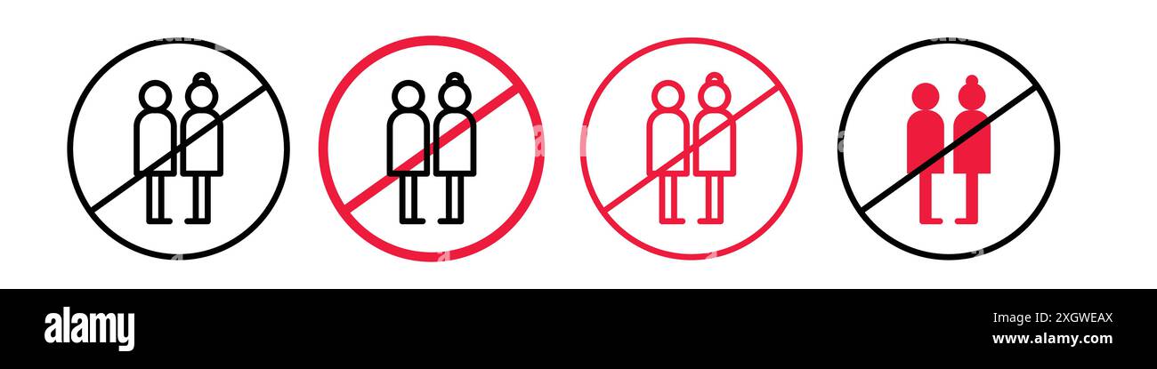 No hugs no kiss icon logo sign vector outline in black and white color ...