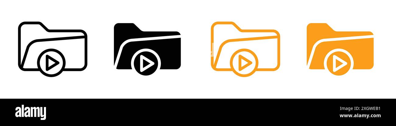 Multimedia files icon logo sign vector outline in black and white color ...