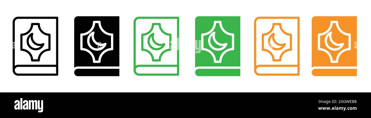 Quran book icon logo sign vector outline in black and white color Stock ...
