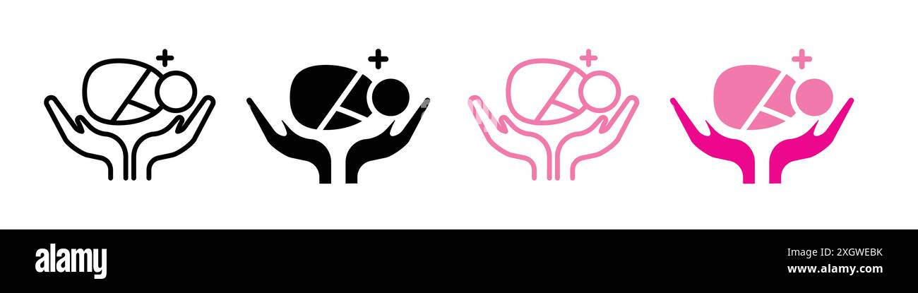 Neonatologist icon logo sign vector outline in black and white color ...