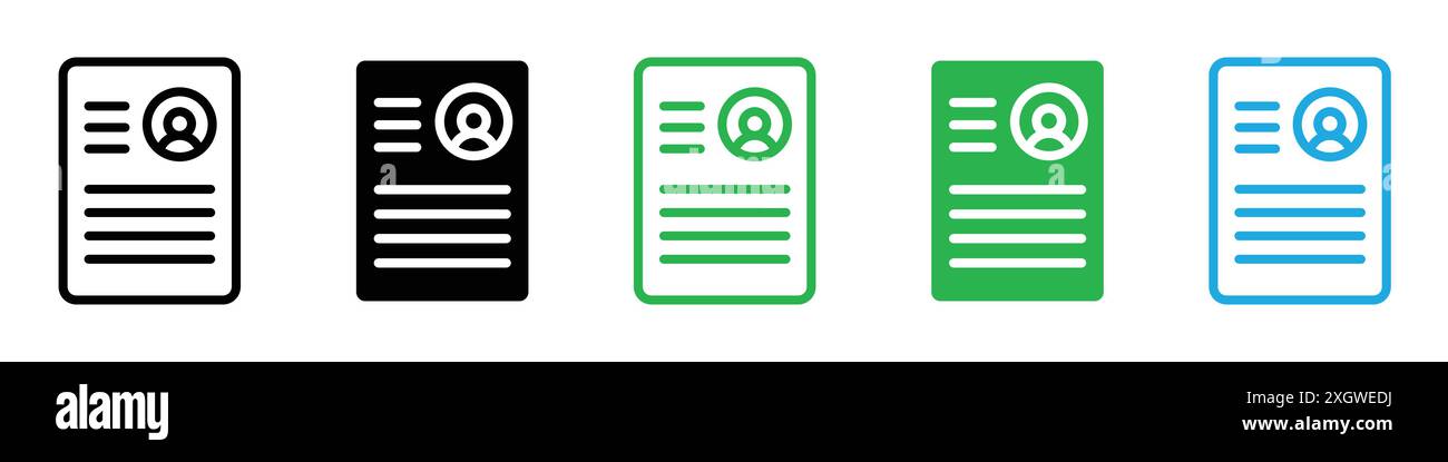 Resume icon logo sign vector outline in black and white color Stock ...