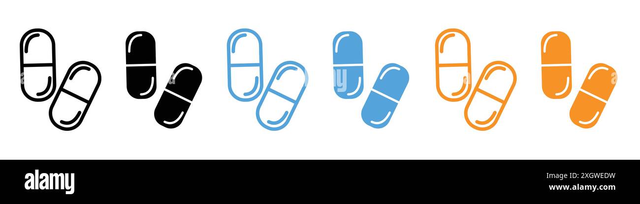 Painkiller icon logo sign vector outline in black and white color Stock ...