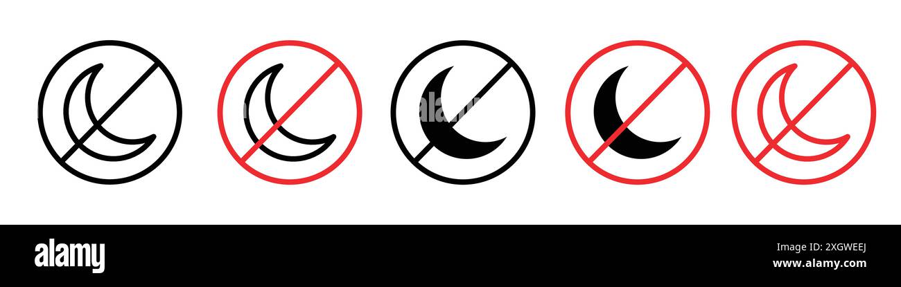 No moon icon logo sign vector outline in black and white color Stock ...