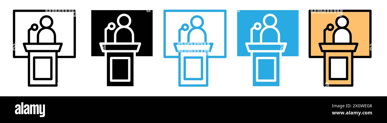 Public speaker icon logo sign vector outline in black and white color ...