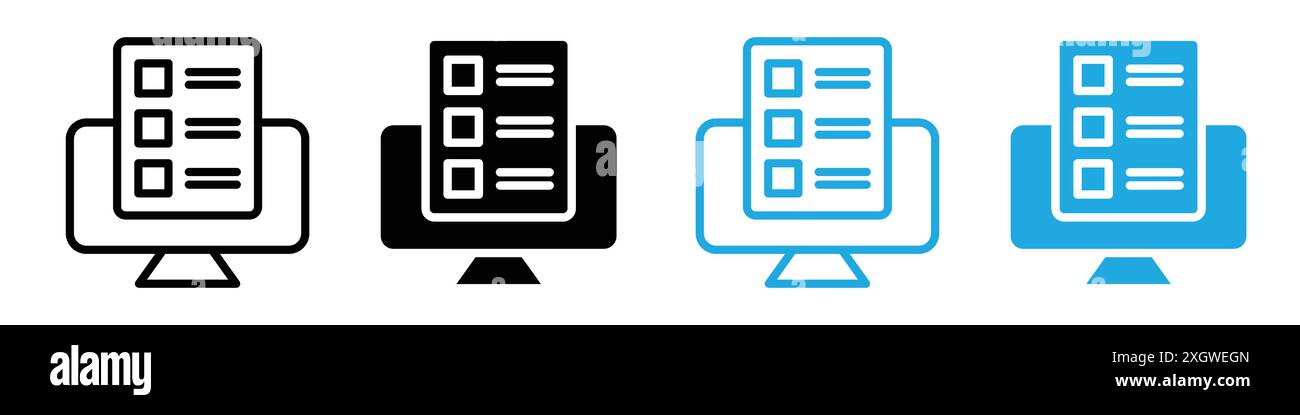 Online test icon logo sign vector outline in black and white color ...