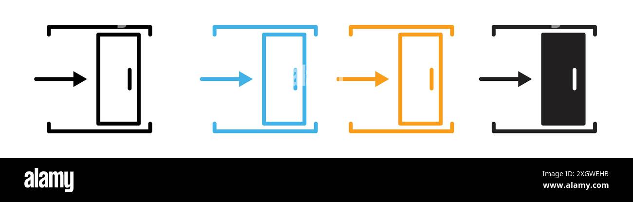 Sliding door icon logo sign vector outline in black and white color ...