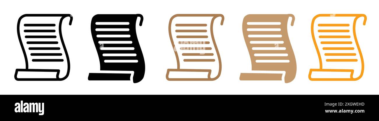 Scroll papyrus paper icon logo sign vector outline in black and white ...