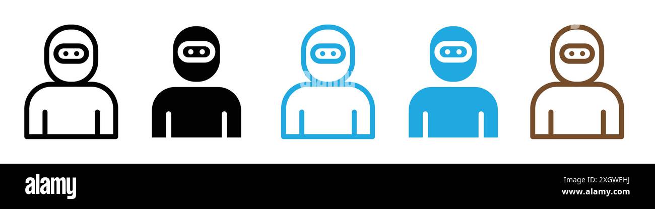 Robber icon logo sign vector outline in black and white color Stock ...