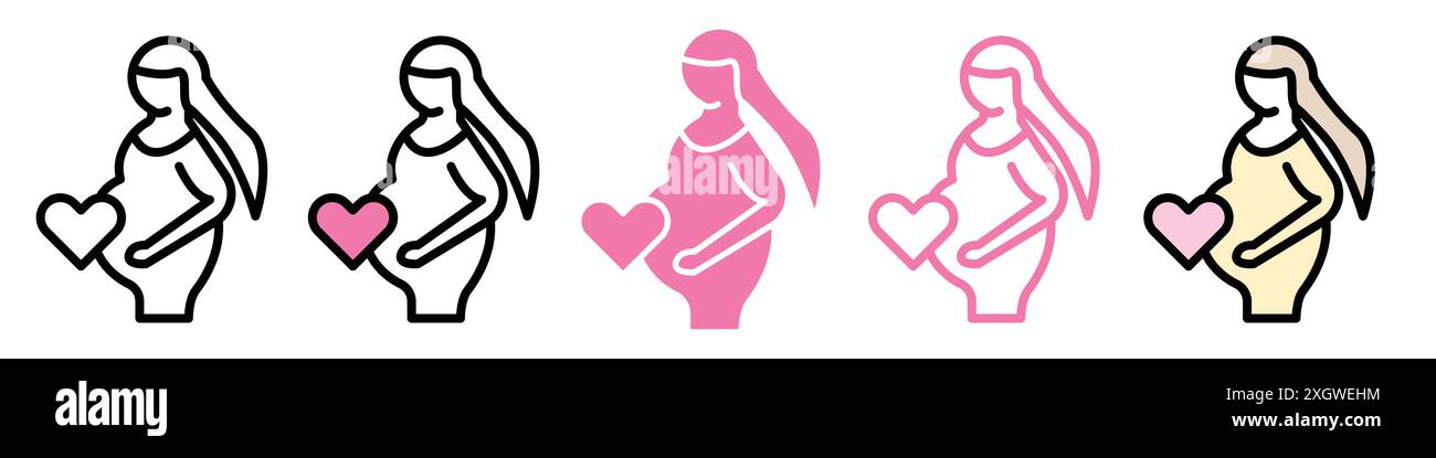 Pregnancy care icon logo sign vector outline in black and white color ...