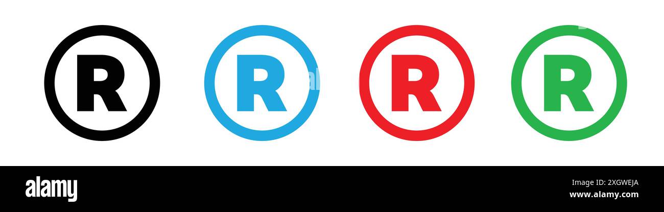 Registered trademark symbol logo sign vector outline in black and white ...