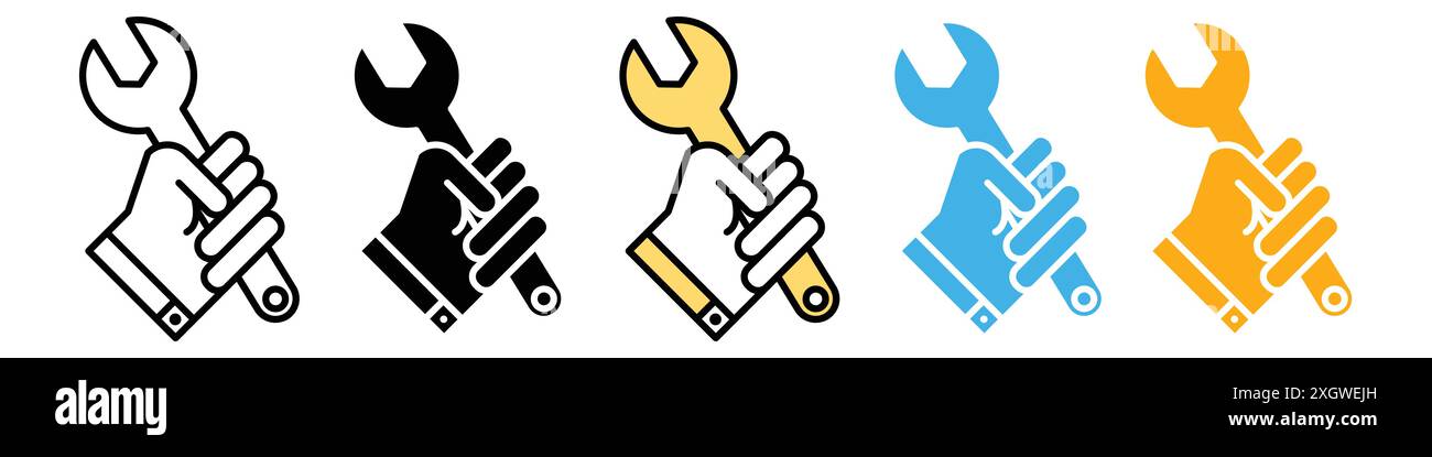 Repair icon logo sign vector outline in black and white color Stock ...