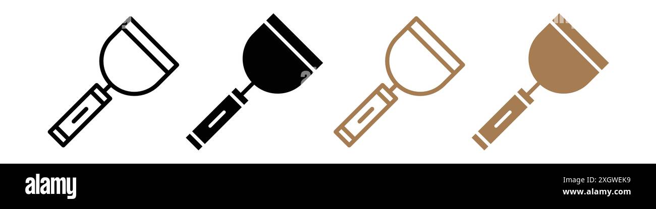 Putty knife icon logo sign vector outline in black and white color ...