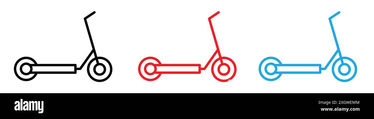 Scooter bike icon logo sign vector outline in black and white color ...