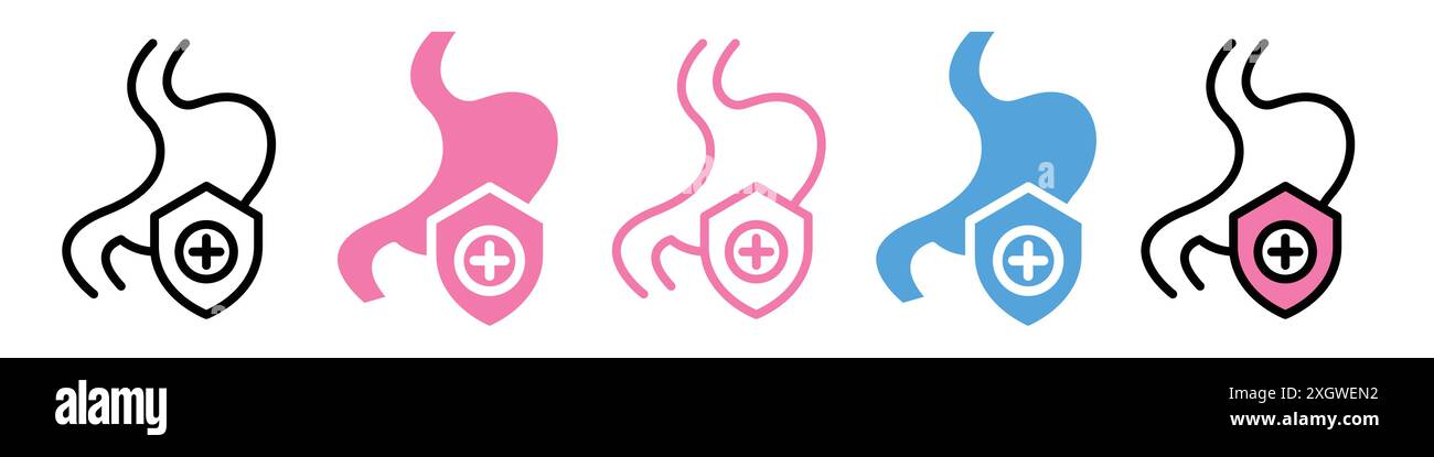 Stomach protection icon logo sign vector outline in black and white ...
