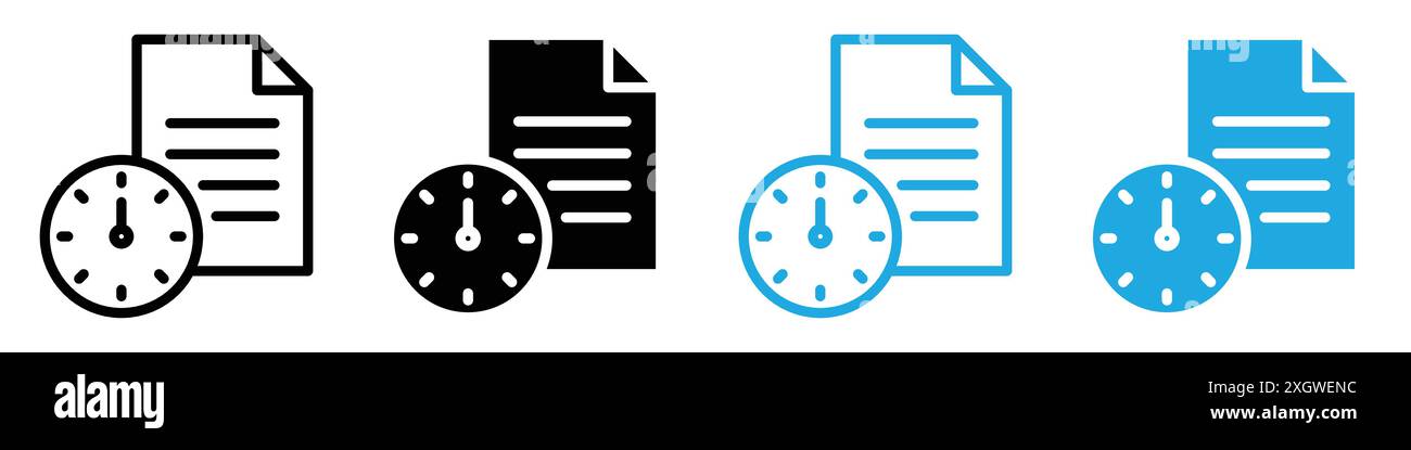 Time management icon logo sign vector outline in black and white color ...