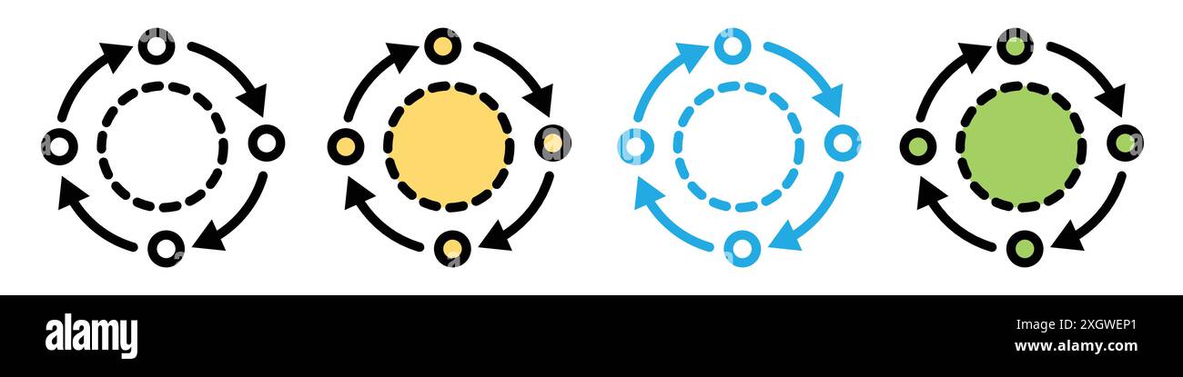 Sequential process icon logo sign vector outline in black and white ...