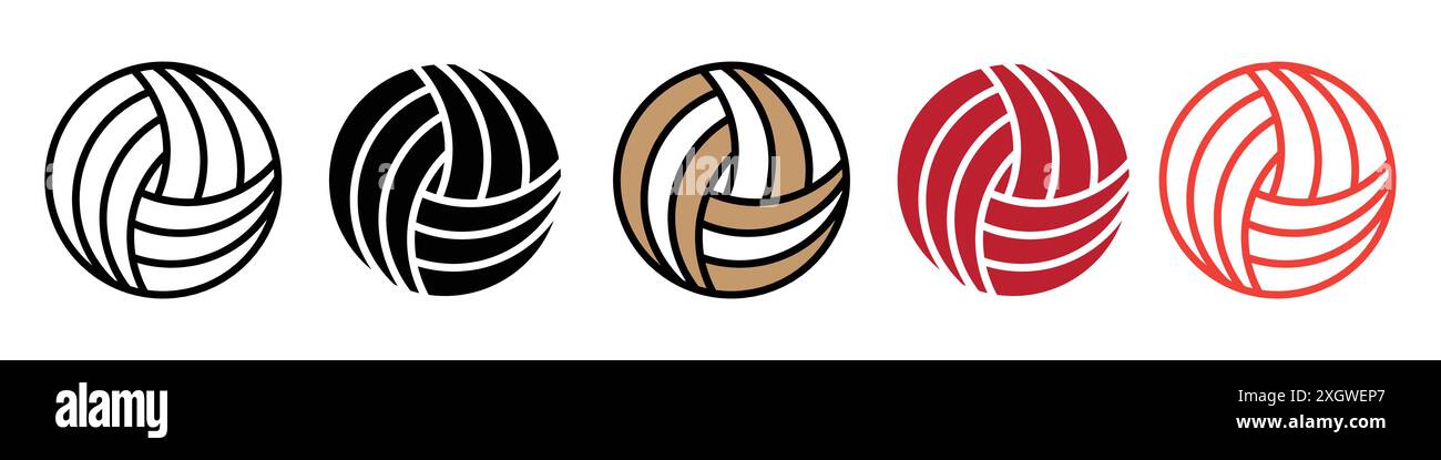 volleyball icon logo sign vector outline in black and white color Stock ...