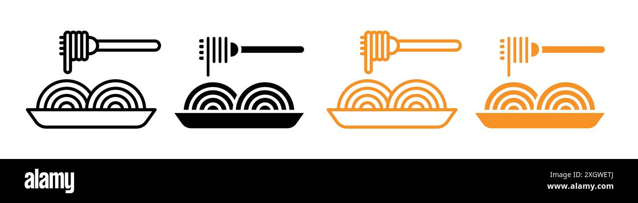 Spaghetti icon logo sign vector outline in black and white color Stock ...