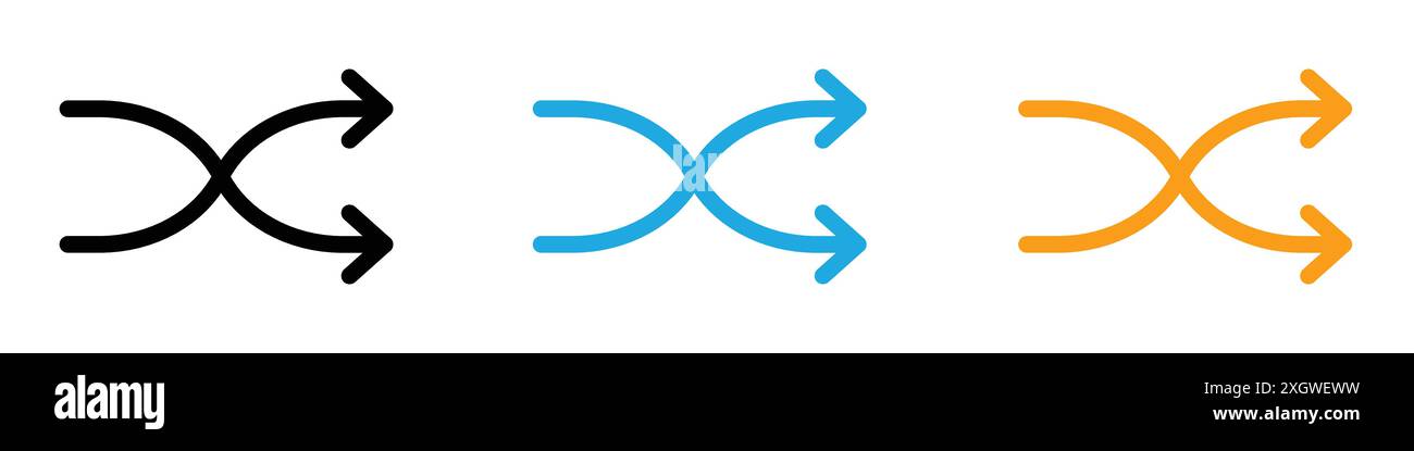 Shuffle arrow icon logo sign vector outline in black and white color ...