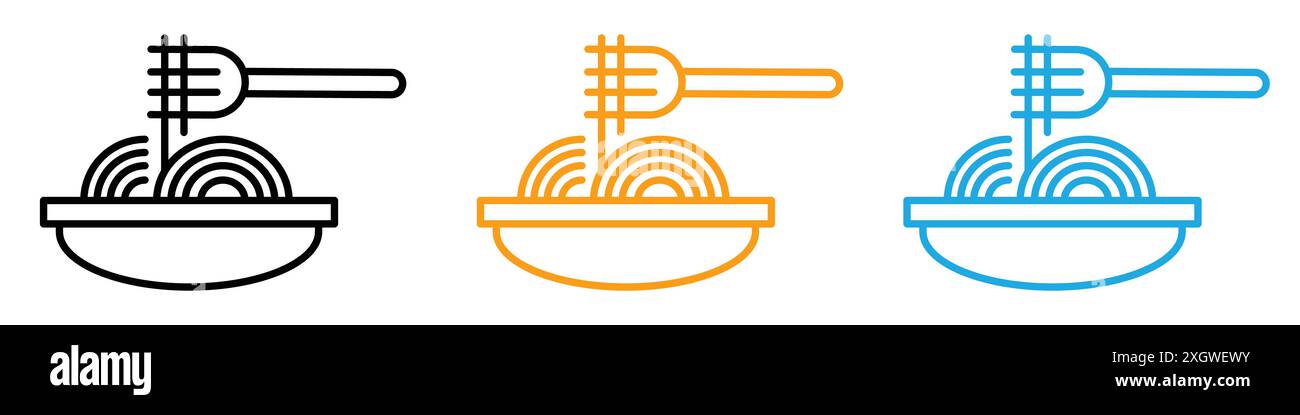 Spaghetti icon logo sign vector outline in black and white color Stock ...