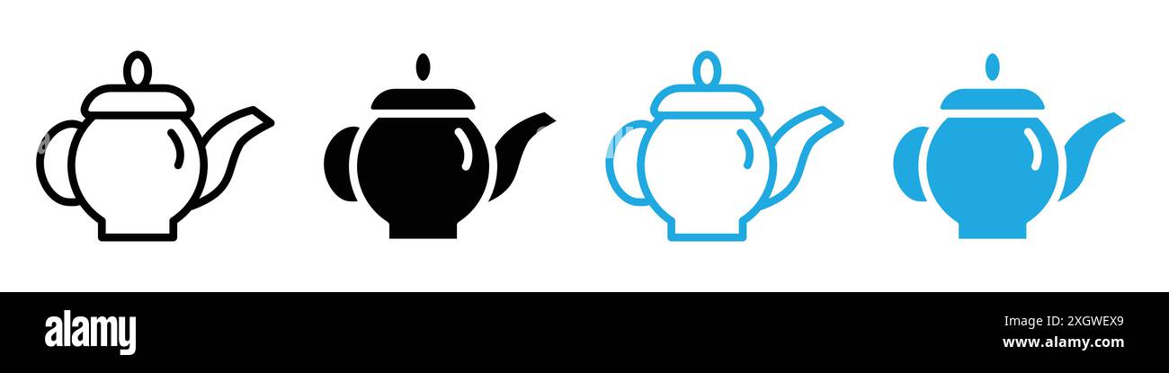 Teapot icon logo sign vector outline in black and white color Stock ...
