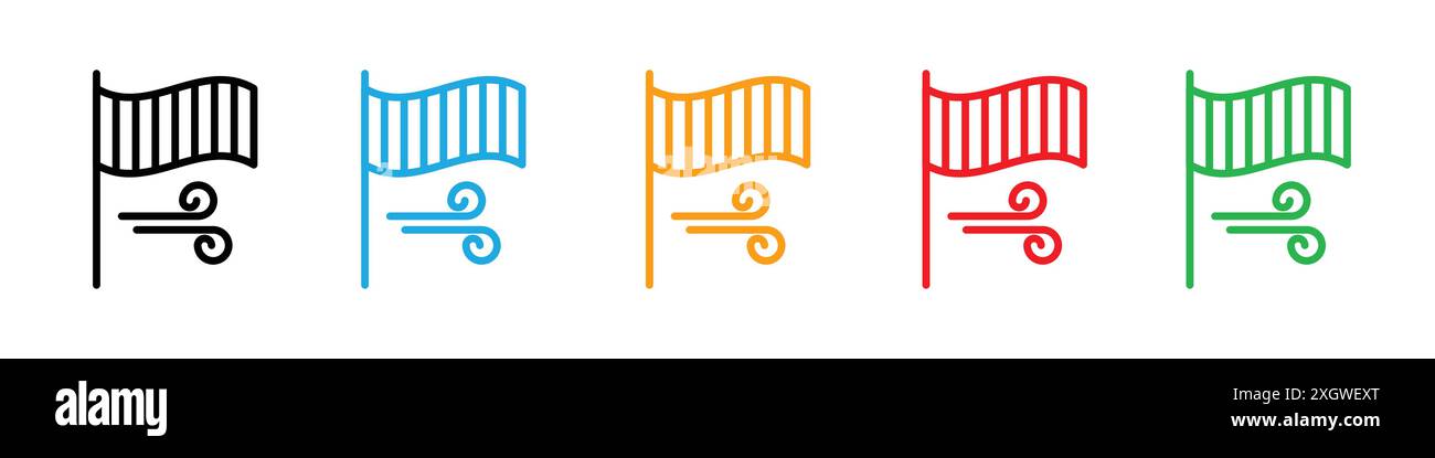Strong breeze flag up icon logo sign vector outline in black and white ...