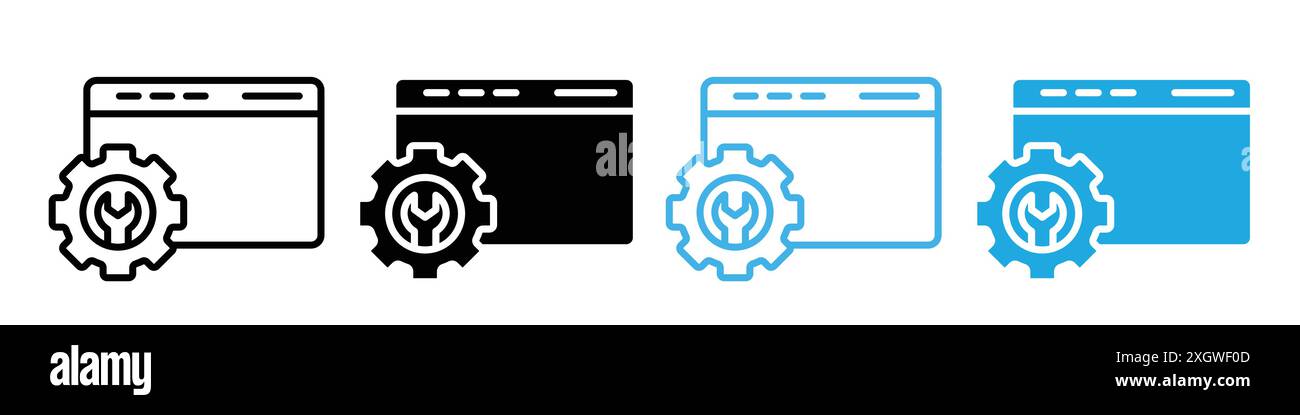 Technical icon logo sign vector outline in black and white color Stock ...