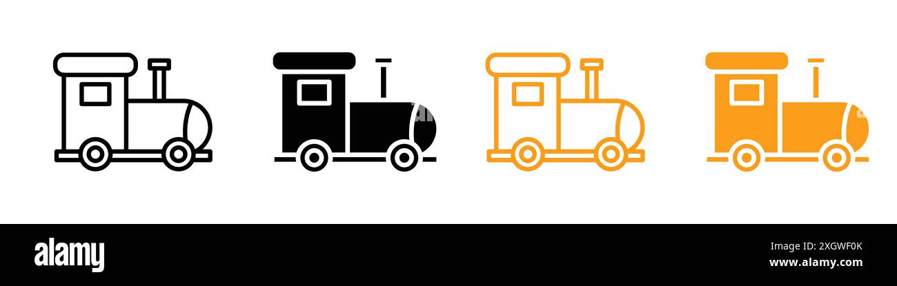 Toy train icon logo sign vector outline in black and white color Stock ...