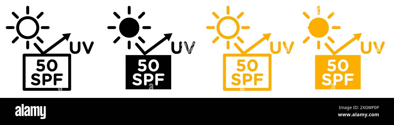 UV SPF 50 protect icon logo sign vector outline in black and white ...