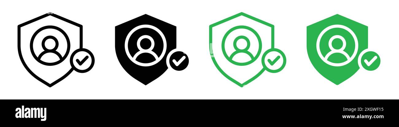 User protection icon logo sign vector outline in black and white color ...