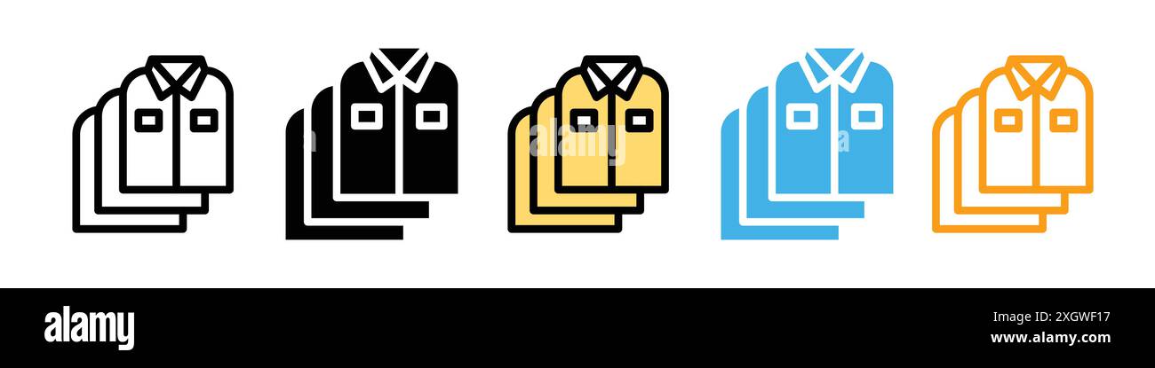 Stack of folded shirts icon logo sign vector outline in black and white ...