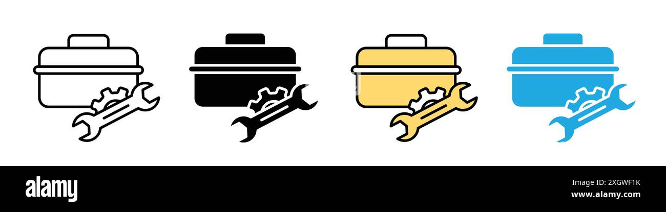 Toolbox icon logo sign vector outline in black and white color Stock ...